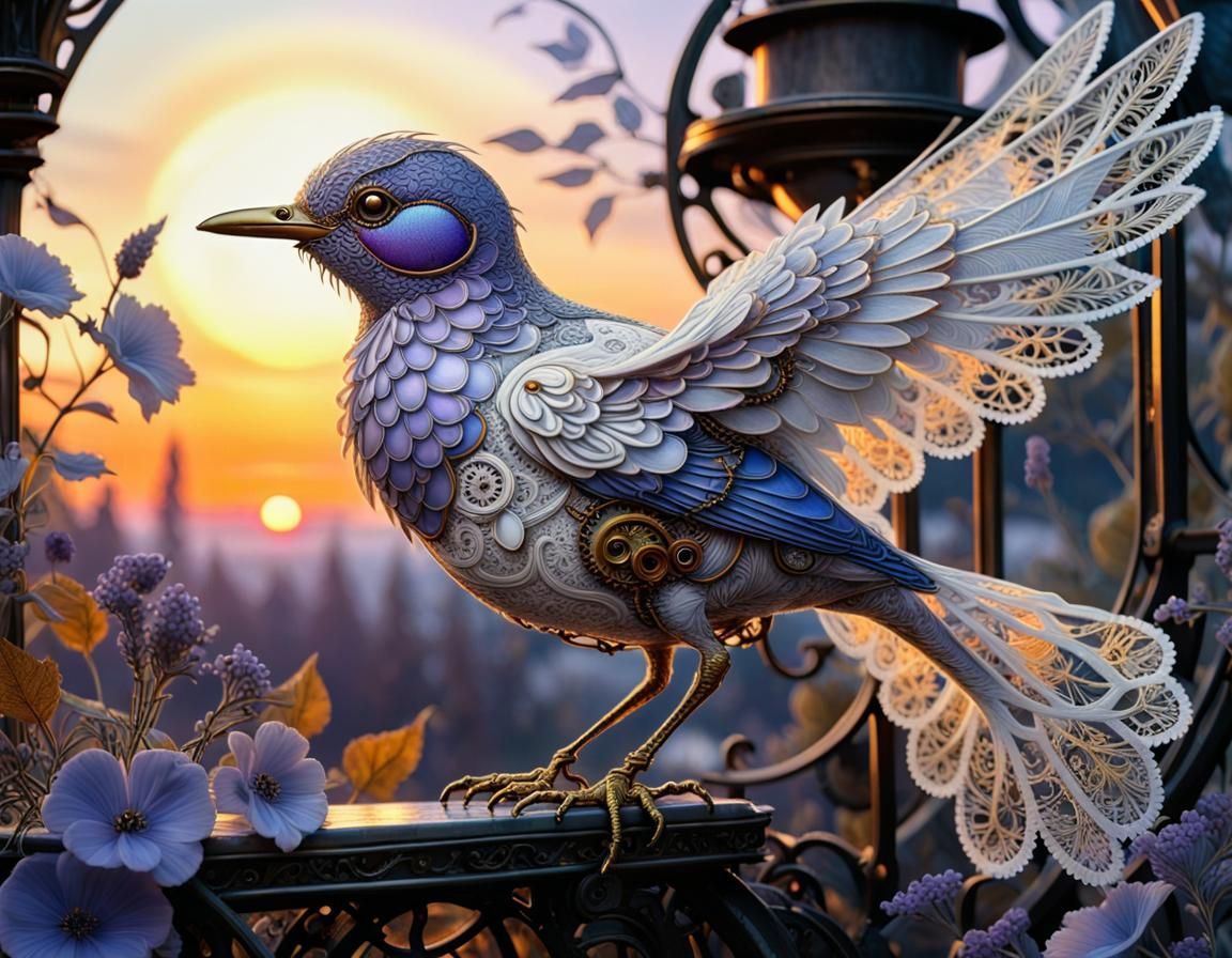 Steampunk lace bird - AI Generated Artwork - NightCafe Creator