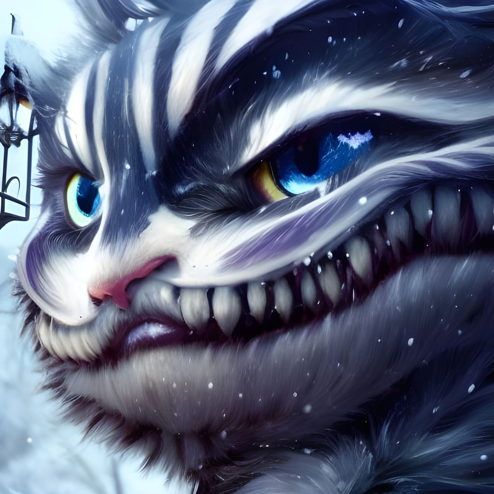 The Cheshire Cat in Winter-Land - AI Generated Artwork - NightCafe Creator