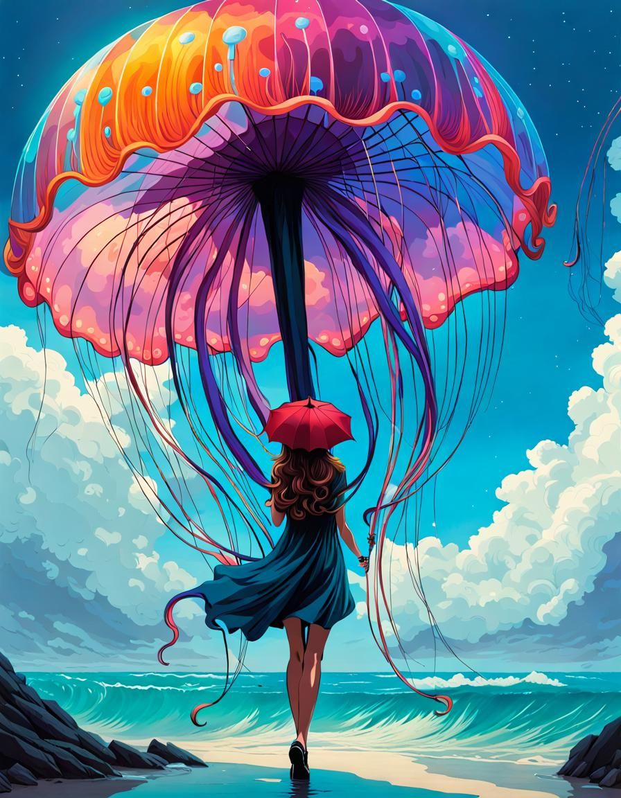 RAINING JELLYFISH 10 - AI Generated Artwork - NightCafe Creator