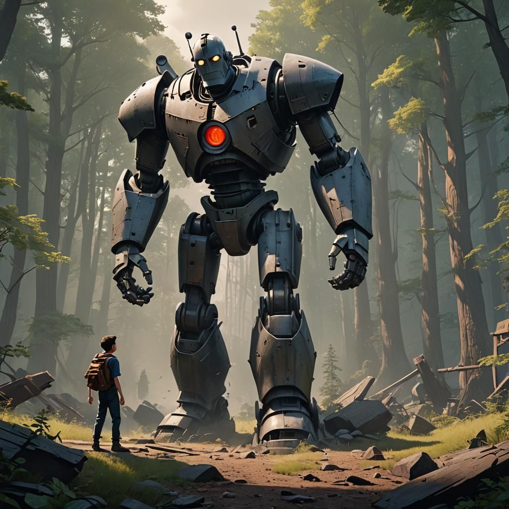 "The Iron Giant", a huge metal man is hunted by an FBI agent but a ...