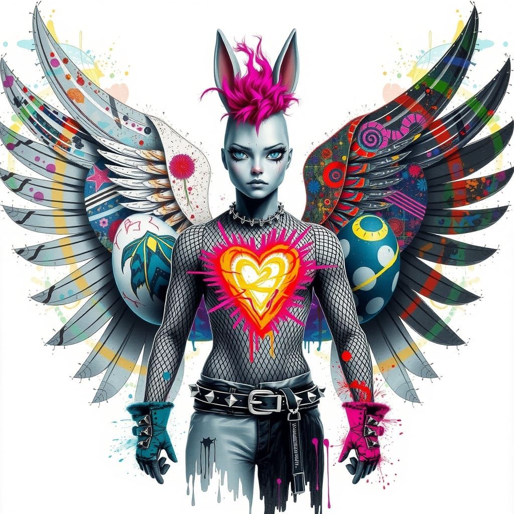 Kids Crayon drawings of punk goth Easter Bunny ,surreal child's drawing ...