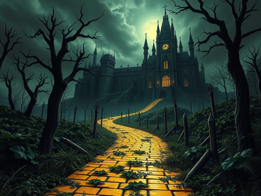 Dark Wizard of Oz: Twisted Castle Amidst Poison Iv... - AI Art