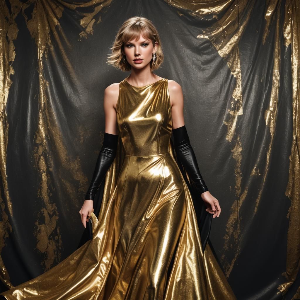 taylor swift covered in gold - AI Generated Artwork - NightCafe Creator