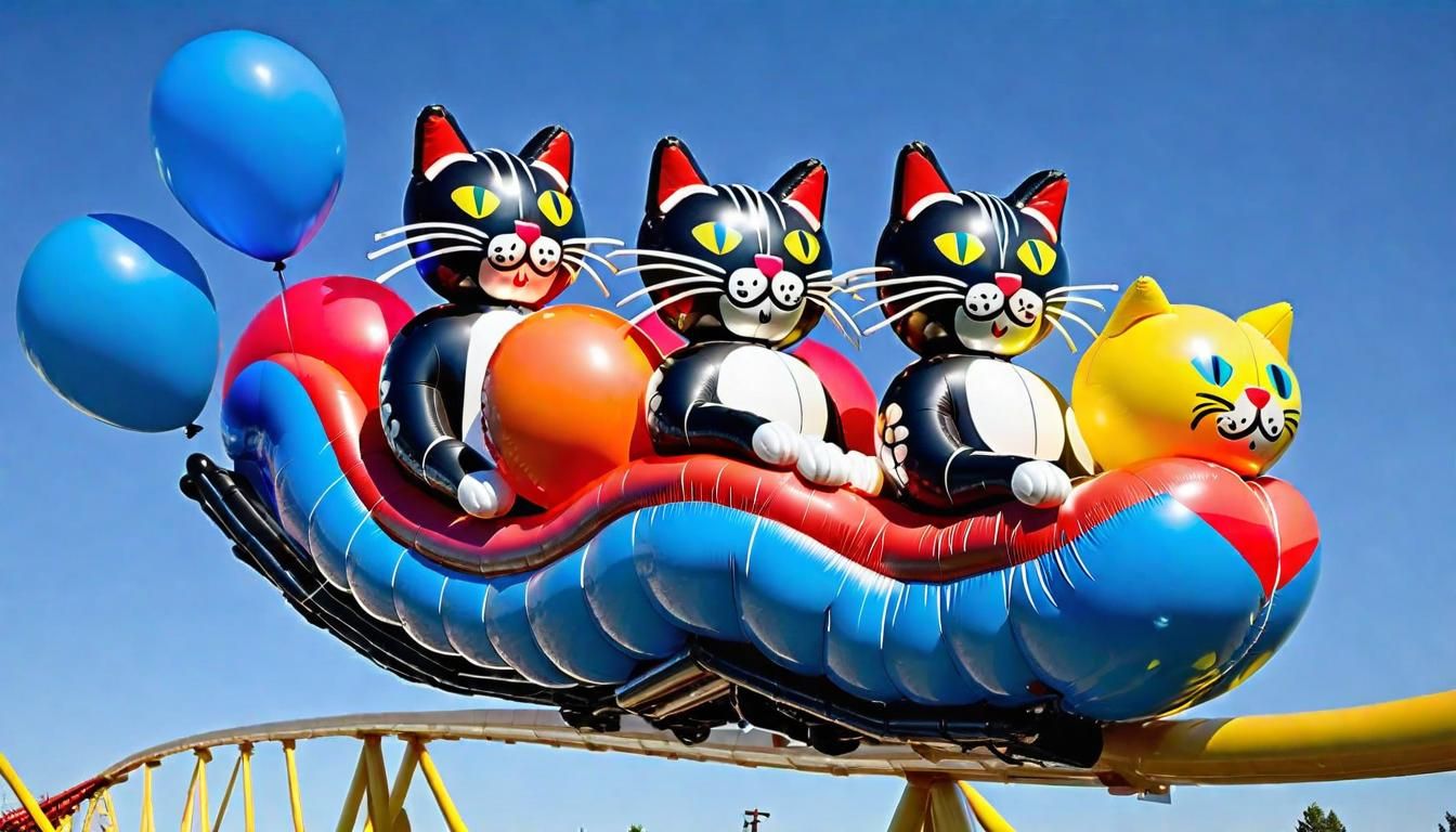 Balloon Cats Riding a Surreal Balloon Roller Coaster - AI Generated ...
