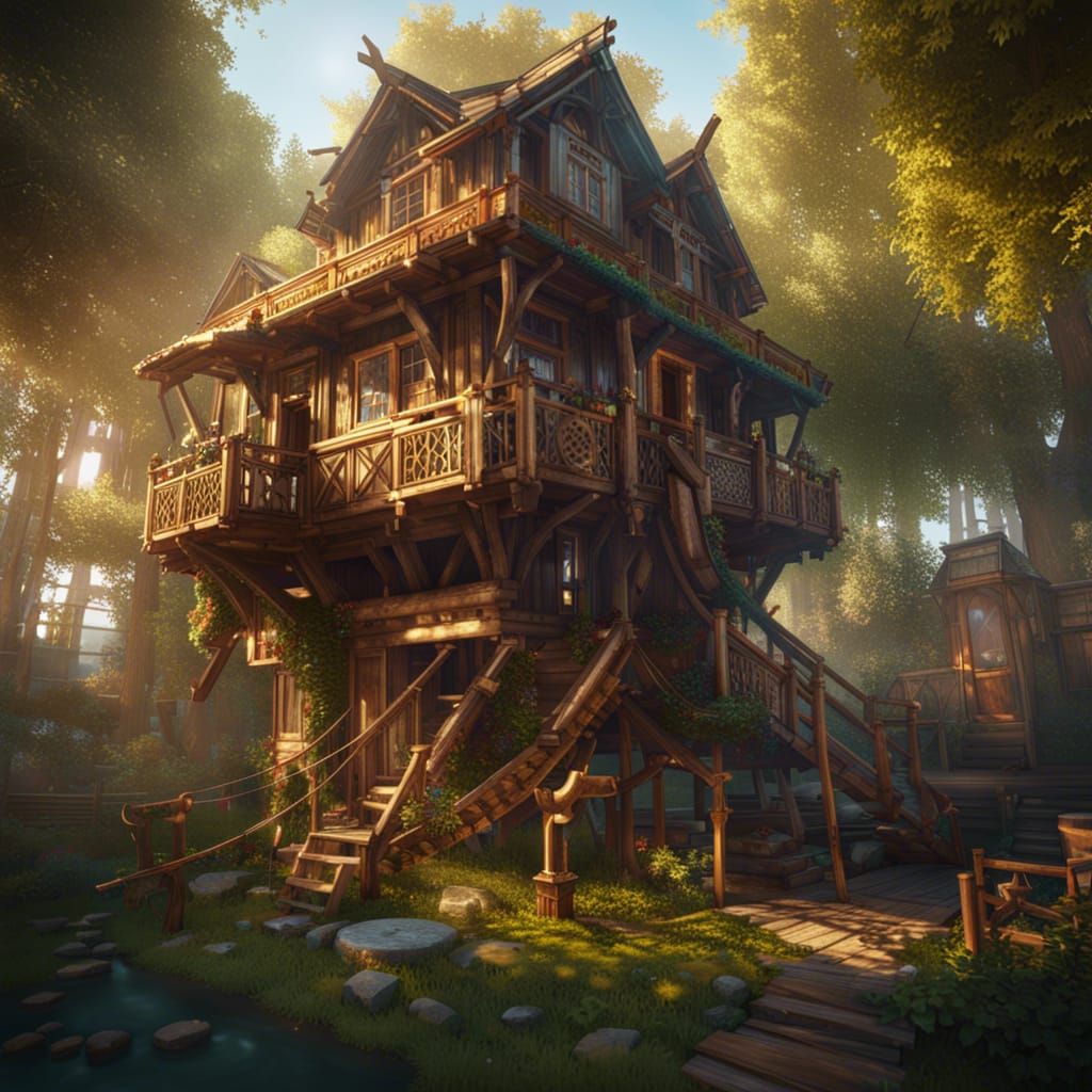 Treehouse - AI Generated Artwork - NightCafe Creator