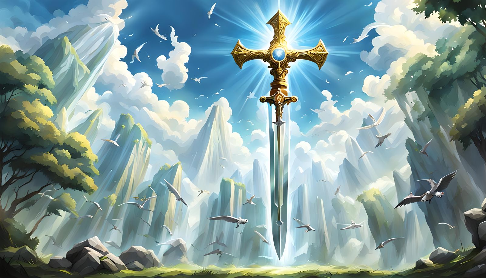 a holy, sacred, angelic sword - AI Generated Artwork - NightCafe Creator