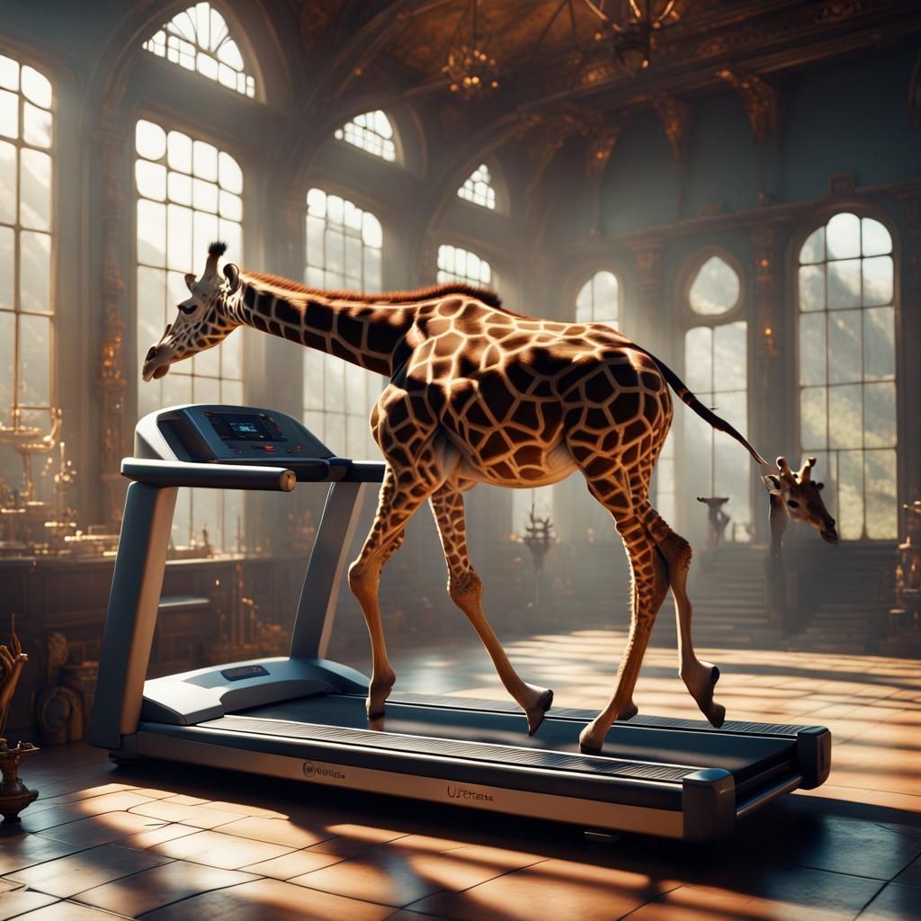 Giraffes exercise too! - AI Generated Artwork - NightCafe Creator