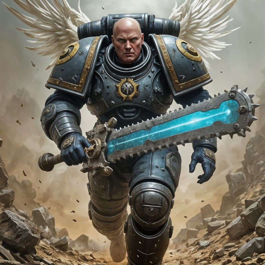 Warhammer 40k Space Marine Creed Bratton Unleashes... - AI Art
