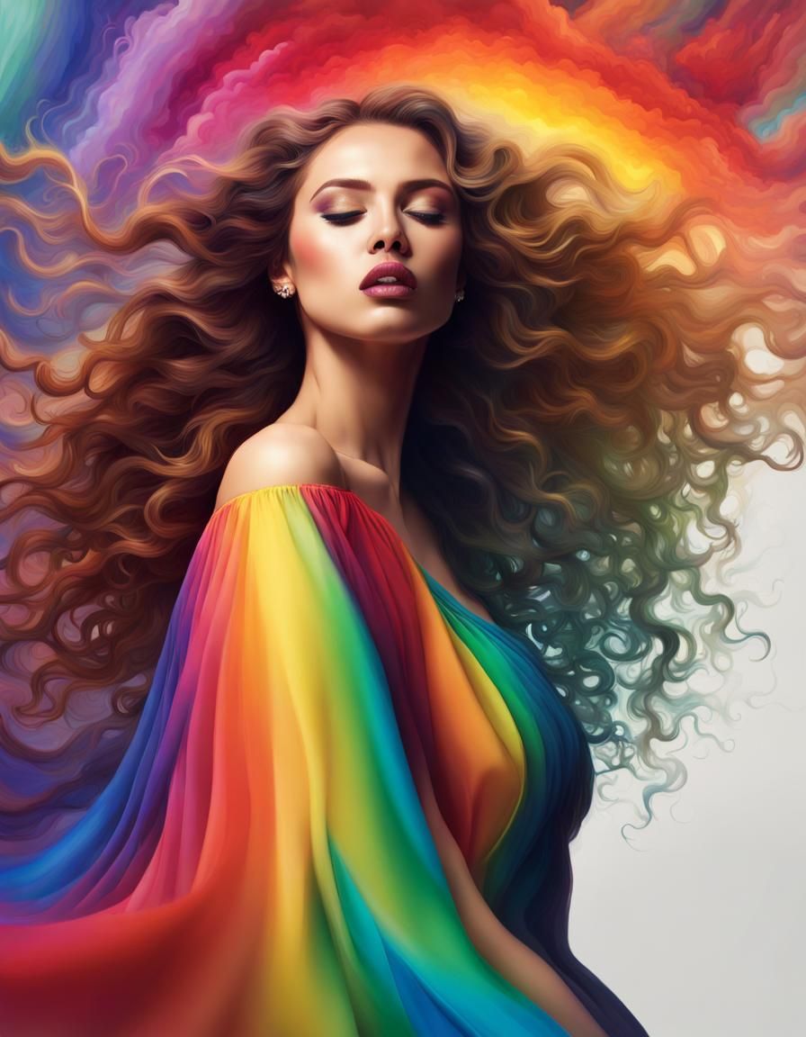 Elf Portrait of a female with long hair wearing purple dress dress with ...