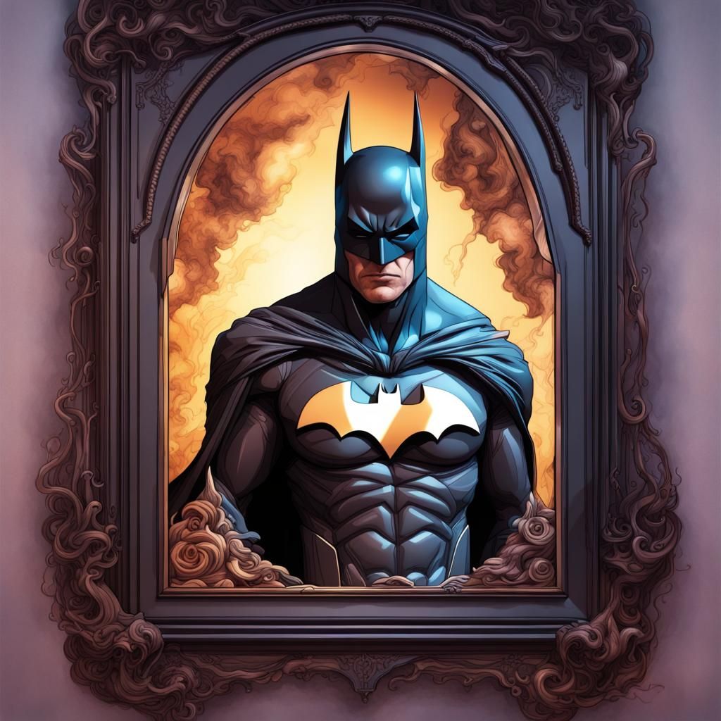 a Isometric 3d image 4d Graphic designer 2d Portrait of a Batman in ...