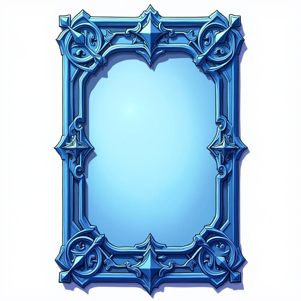 Vibrant Blue Trading Card Frame with Anime-Inspire... - AI Art