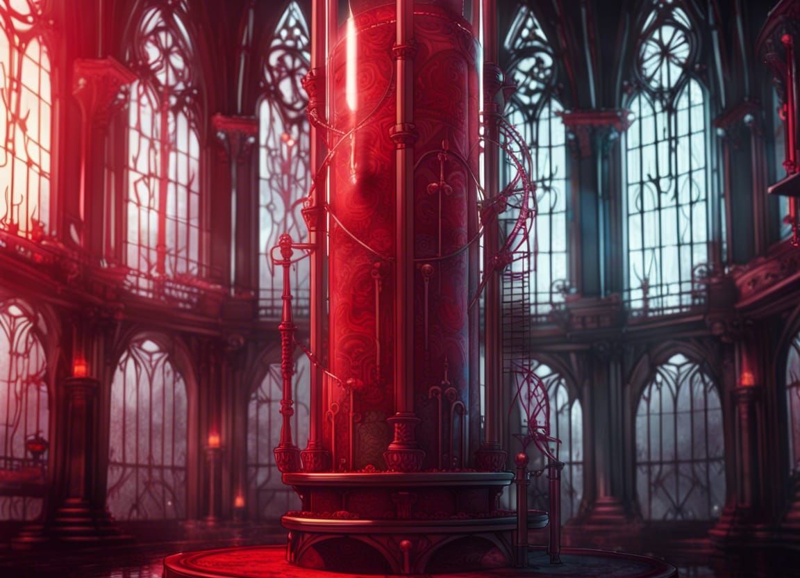 Gothic Laboratory Hideaway in Intricate Red - AI Art