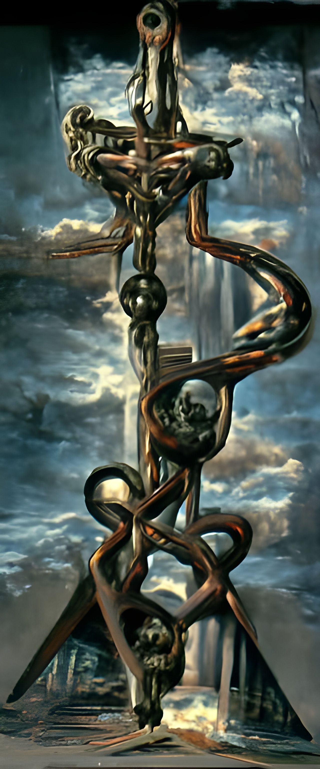 DNA helix crucified on a cross made sacred geometry - AI Generated ...