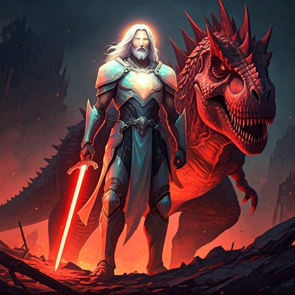 Jesus Christ as a Warrior in Iridescent Opal Armor - AI Art