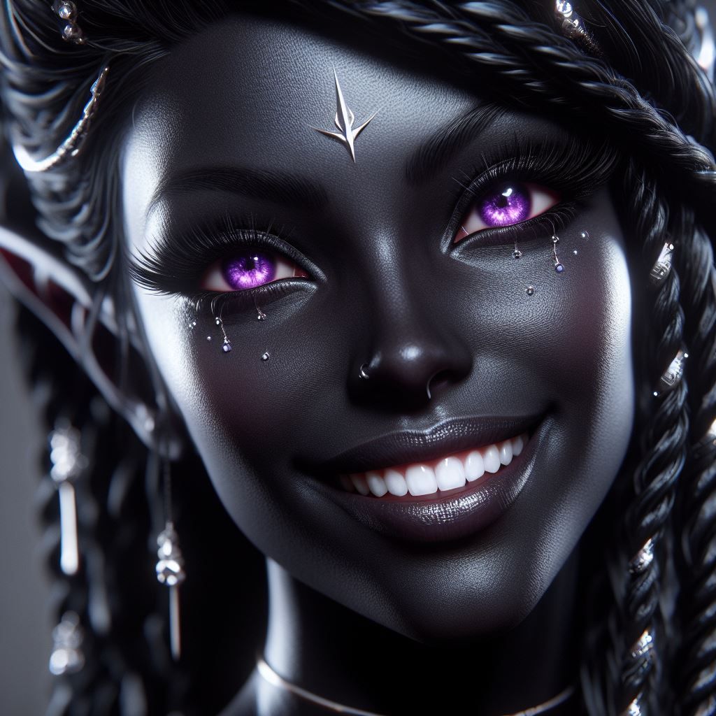 Drow Smiling IV - AI Generated Artwork - NightCafe Creator