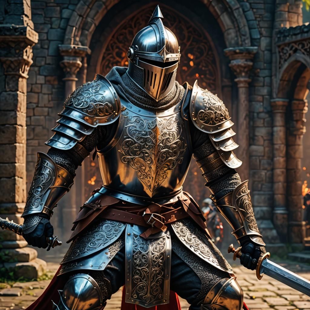 Agressive knight charges the sword in attack - AI Generated Artwork ...