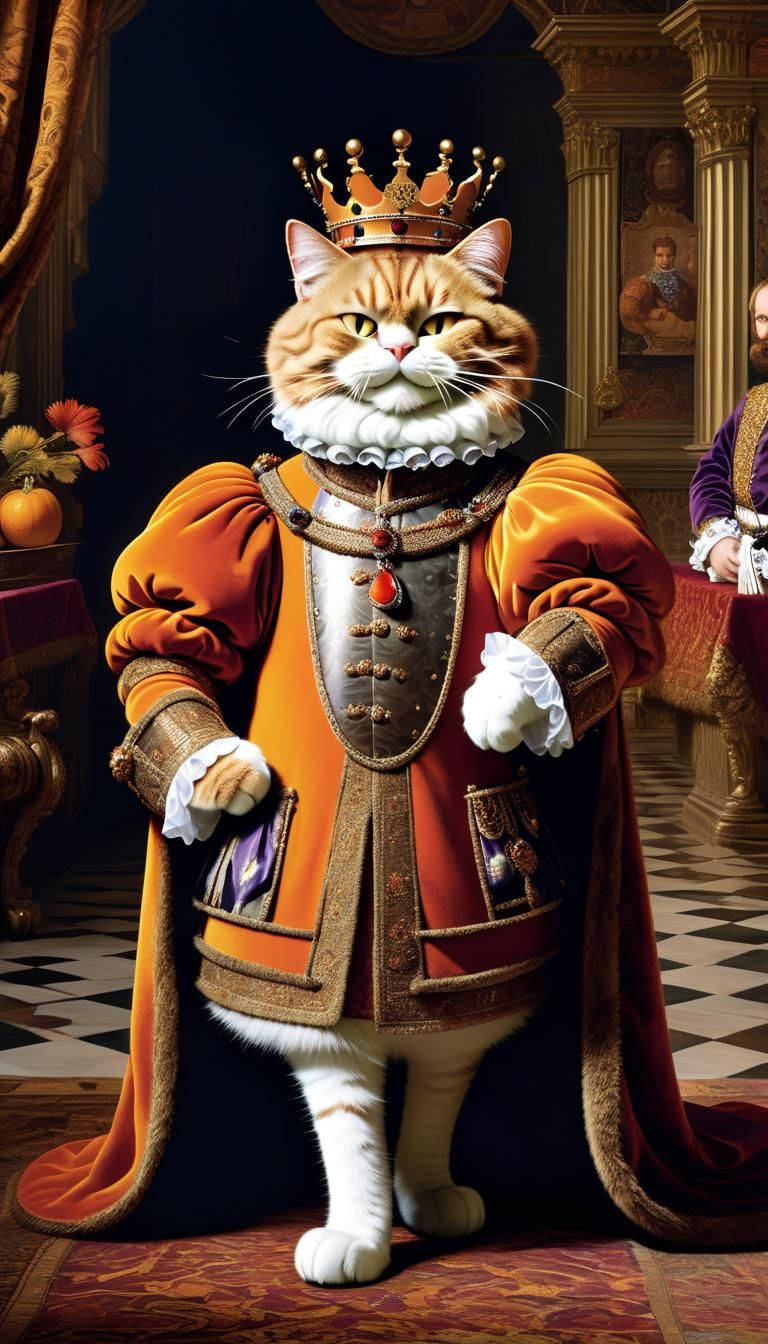 Royal cat, garfield king - AI Generated Artwork - NightCafe Creator