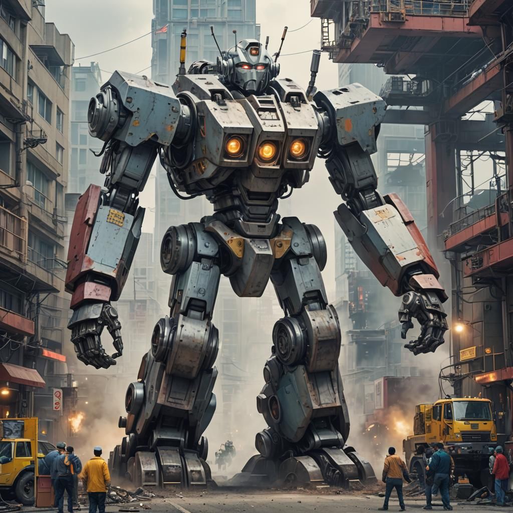 Giant Robot Working - AI Generated Artwork - NightCafe Creator