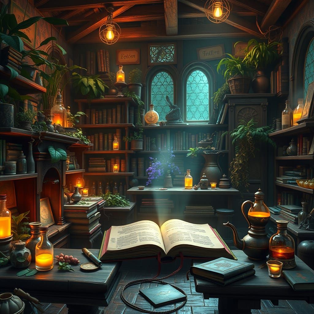witch's apothecary - Enchanted Apothecary Sanctuary in Vivid...