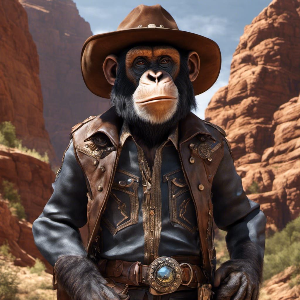 Chimp cowboy - AI Generated Artwork - NightCafe Creator