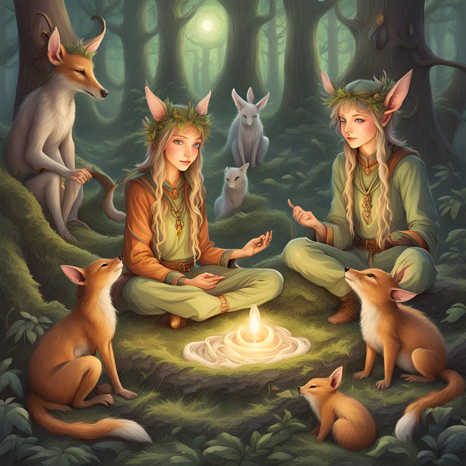 Elves doing reiki on the forest animals - AI Generated Artwork ...