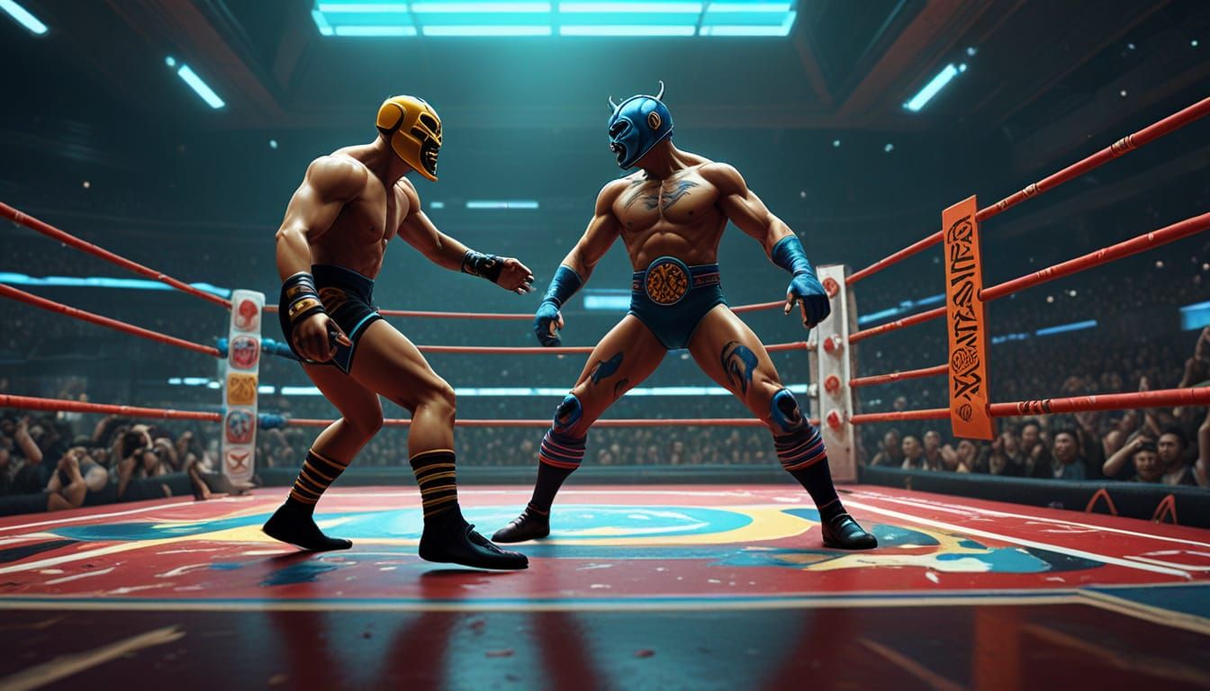 alien-wrestling,lucha libre style - Surreal Lucha Libre Alie...