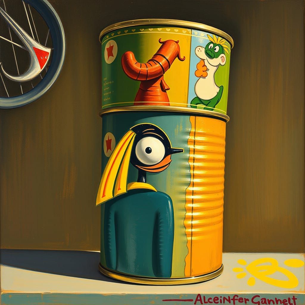 Avant-Garde Figures Wearing Tin Can Hats in a Cubi... - AI Art
