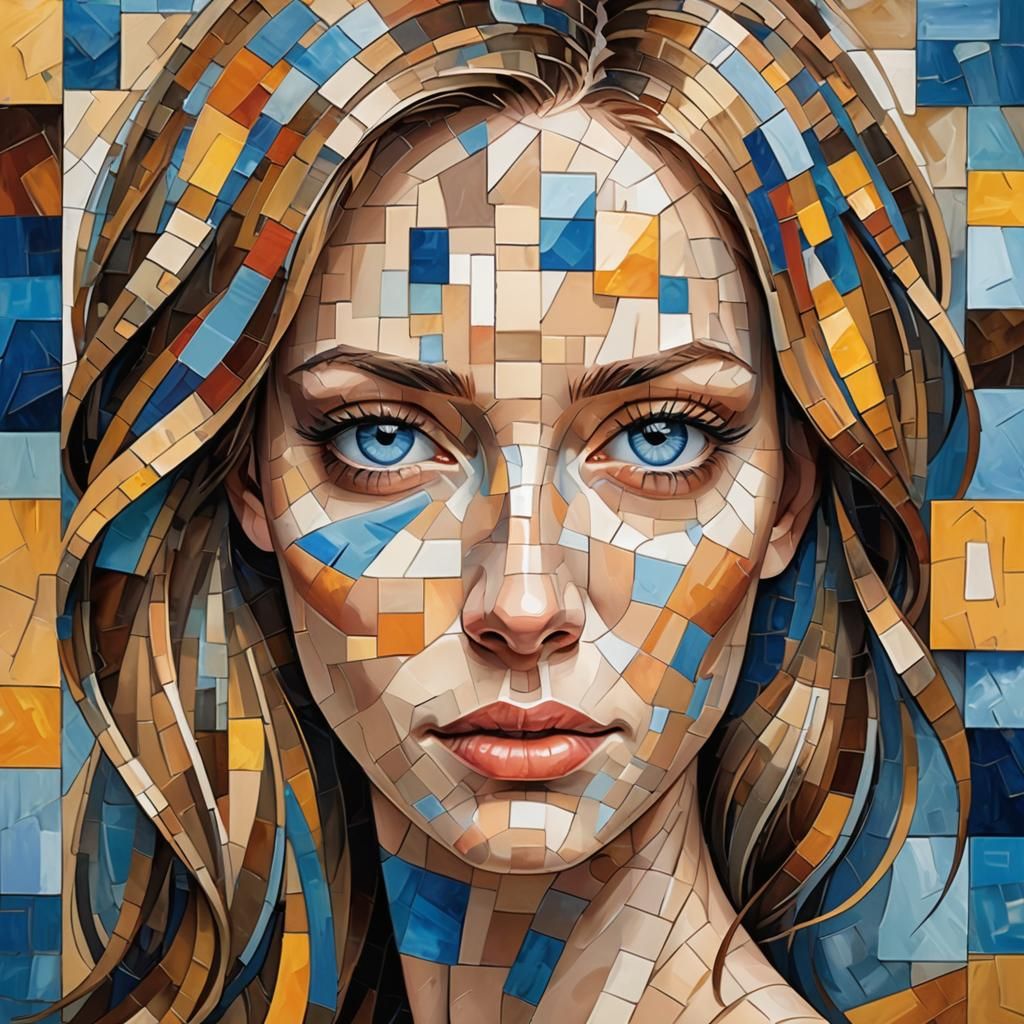 Digital Cubist Portrait Art - AI Generated Artwork - NightCafe Creator