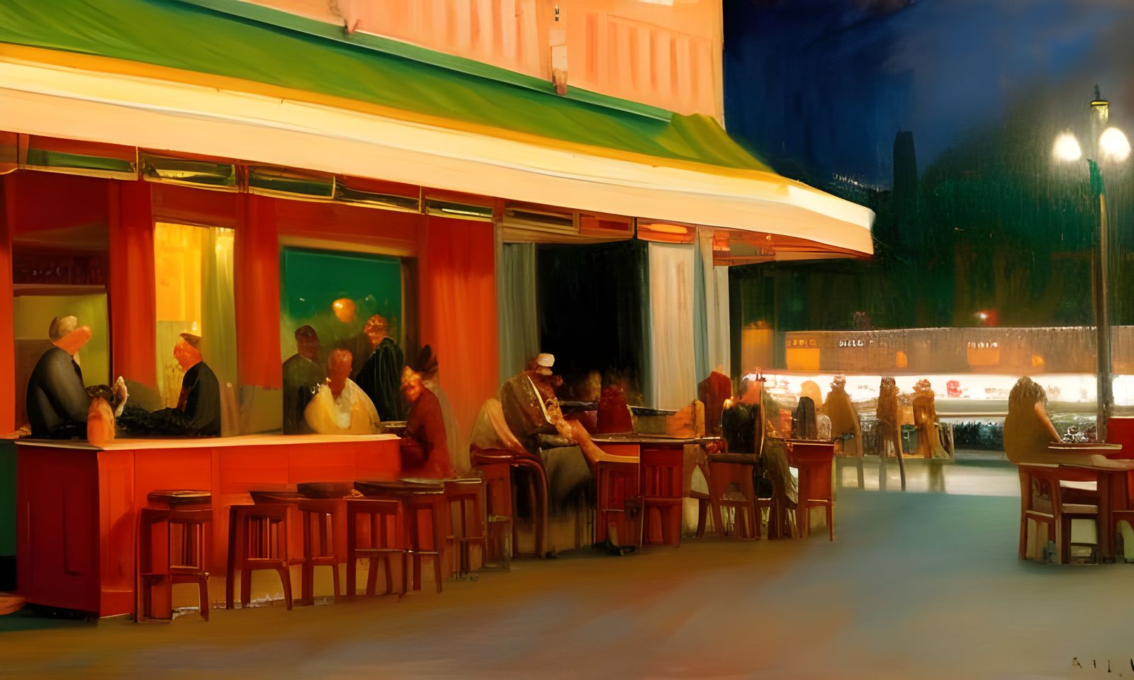 Night Cafe #8: Street View - Original - AI Generated Artwork ...