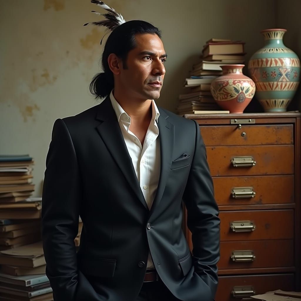 Jake Looks Twice is a clean shaven 35 year old Native American. He has ...