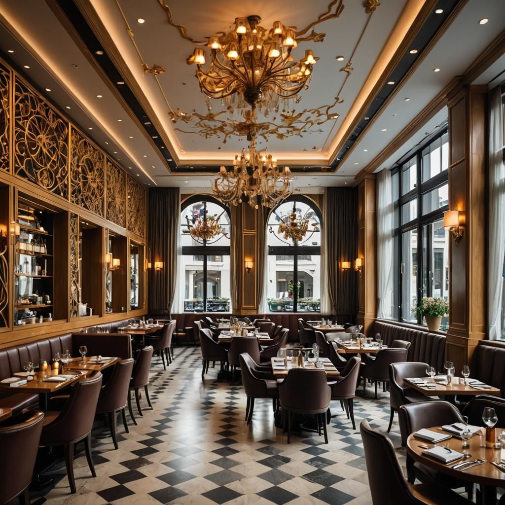 Beautifully decorated restaurant in a 5 star hotel - AI Generated ...