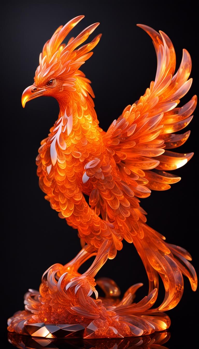 Cut glass orange coloured pheonix - AI Generated Artwork - NightCafe ...