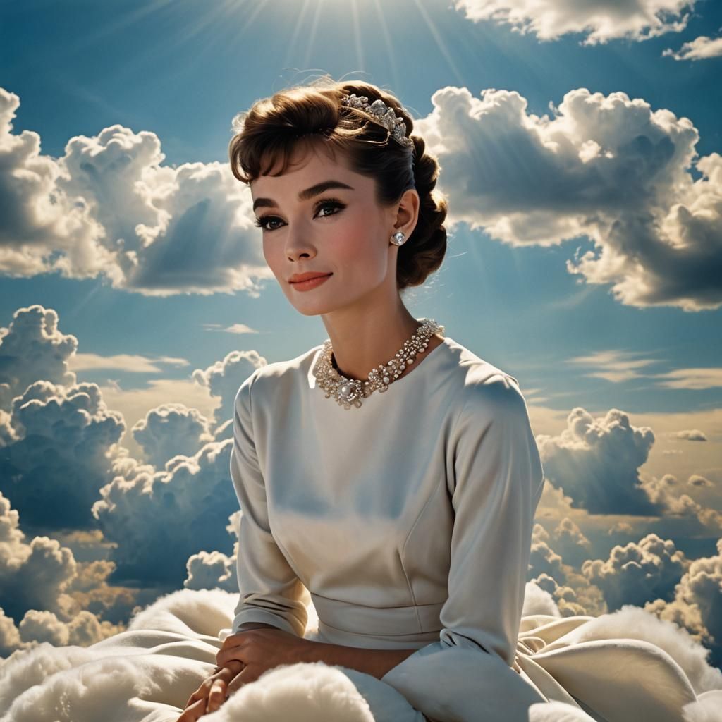 Audrey Hepburn flying high - AI Generated Artwork - NightCafe Creator
