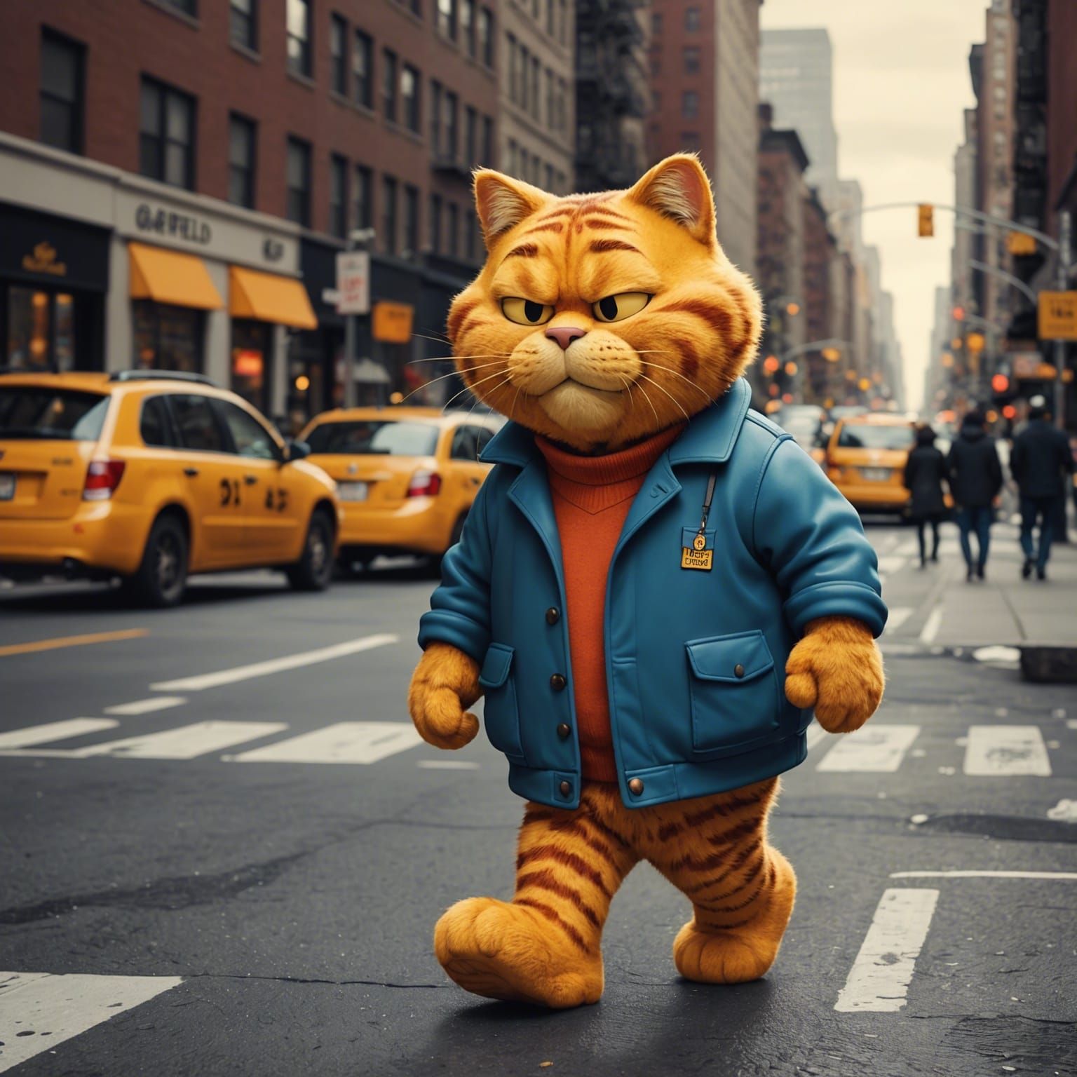 Garfield walking the streets of New York - AI Generated Artwork ...