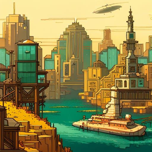 Pixel harbor - AI Generated Artwork - NightCafe Creator