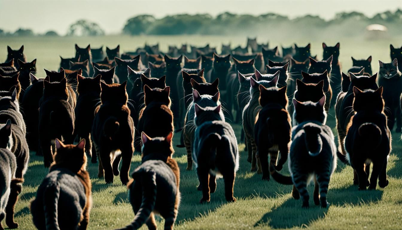 The Cat Army is on the March - AI Generated Artwork - NightCafe Creator