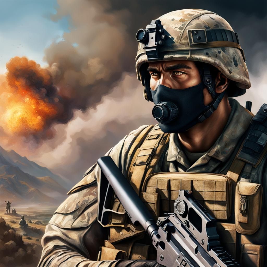 Soldier protecting his country's borders - AI Generated Artwork ...