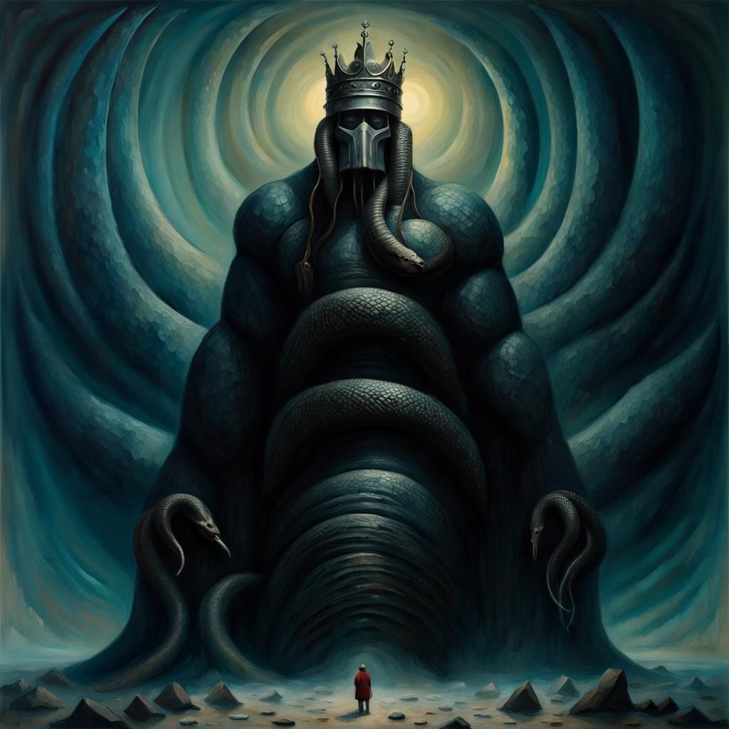 Obsidian Monarch Unveils Serpentine Majesty in Dar... - AI Art