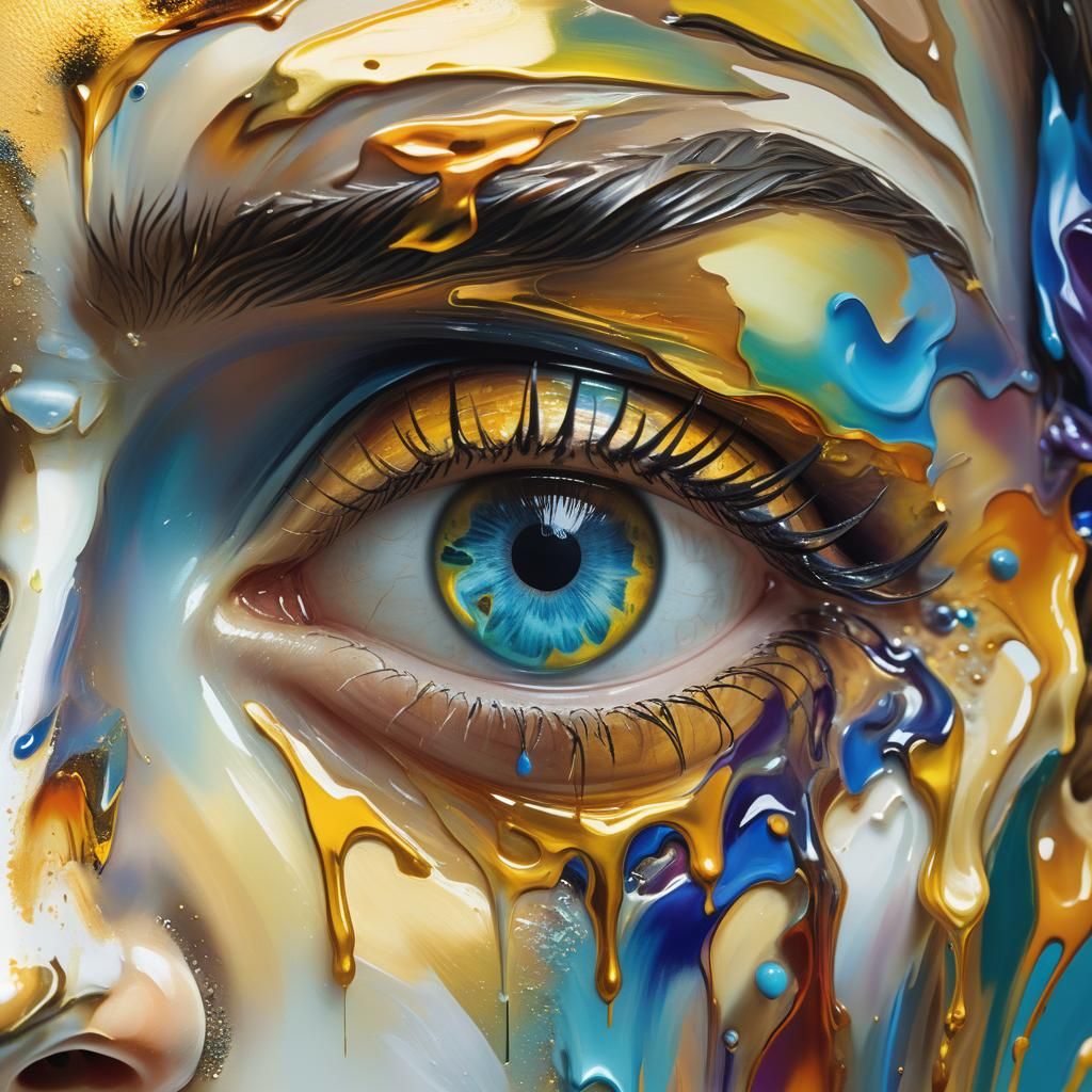 Eye see you - Vibrant Surrealist Portrait with Melting Eye