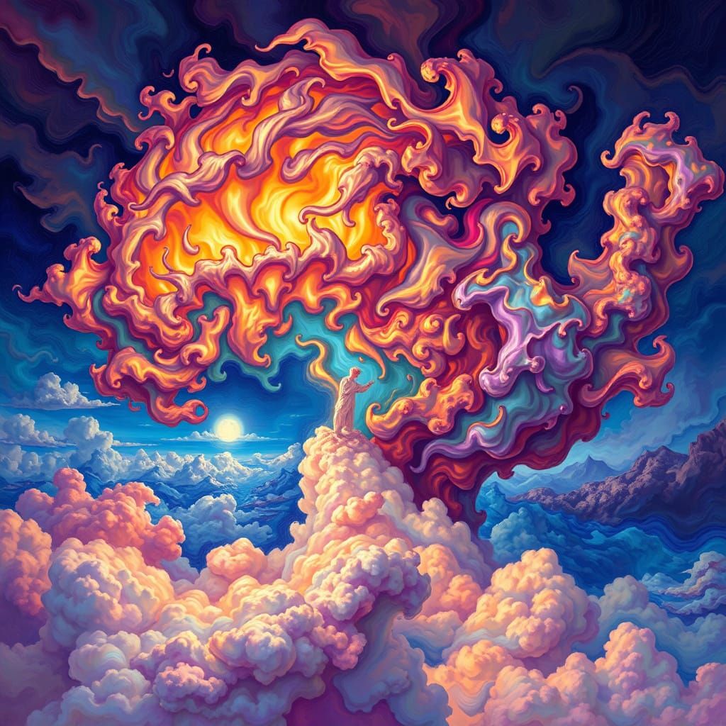 Artistic Creation - Ethereal Primordial Form in Iridescent C...