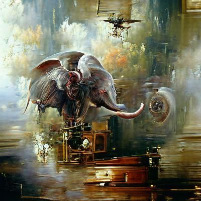 Flying clockwork elephants beautiful horror - AI Generated Artwork ...