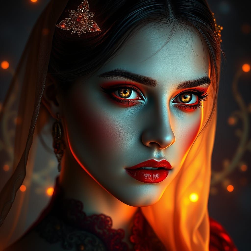 Ethereal Vampire Portrait in Hyper-Realistic Style - AI Art