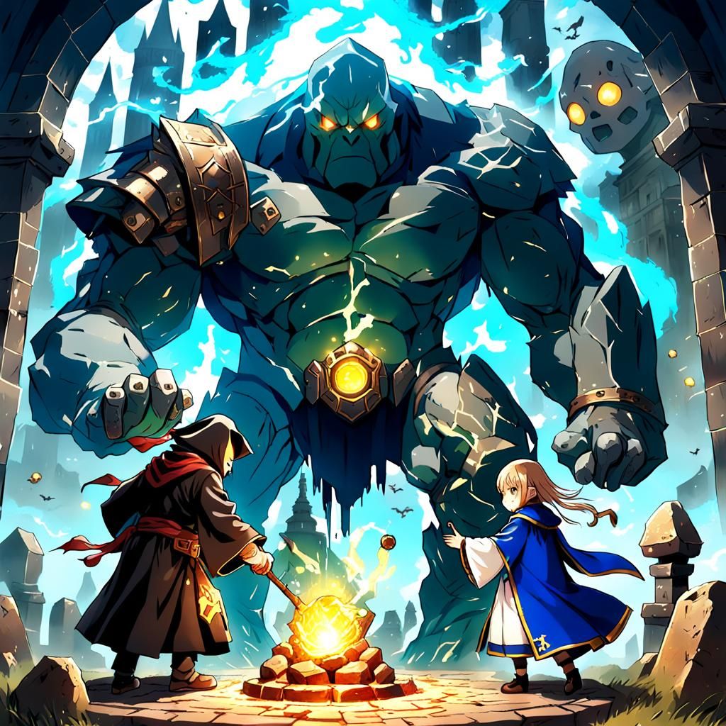 wizard summoning a golem - AI Generated Artwork - NightCafe Creator