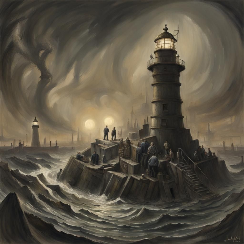 The cursed lighthouse in the bottom of the sewer abyss - AI Generated Artwork - NightCafe Creator