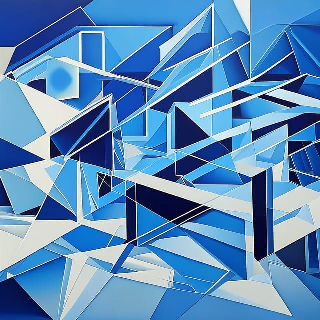 Geometric cubist painting, Neo-Cubism, layered overlapping geometry ...
