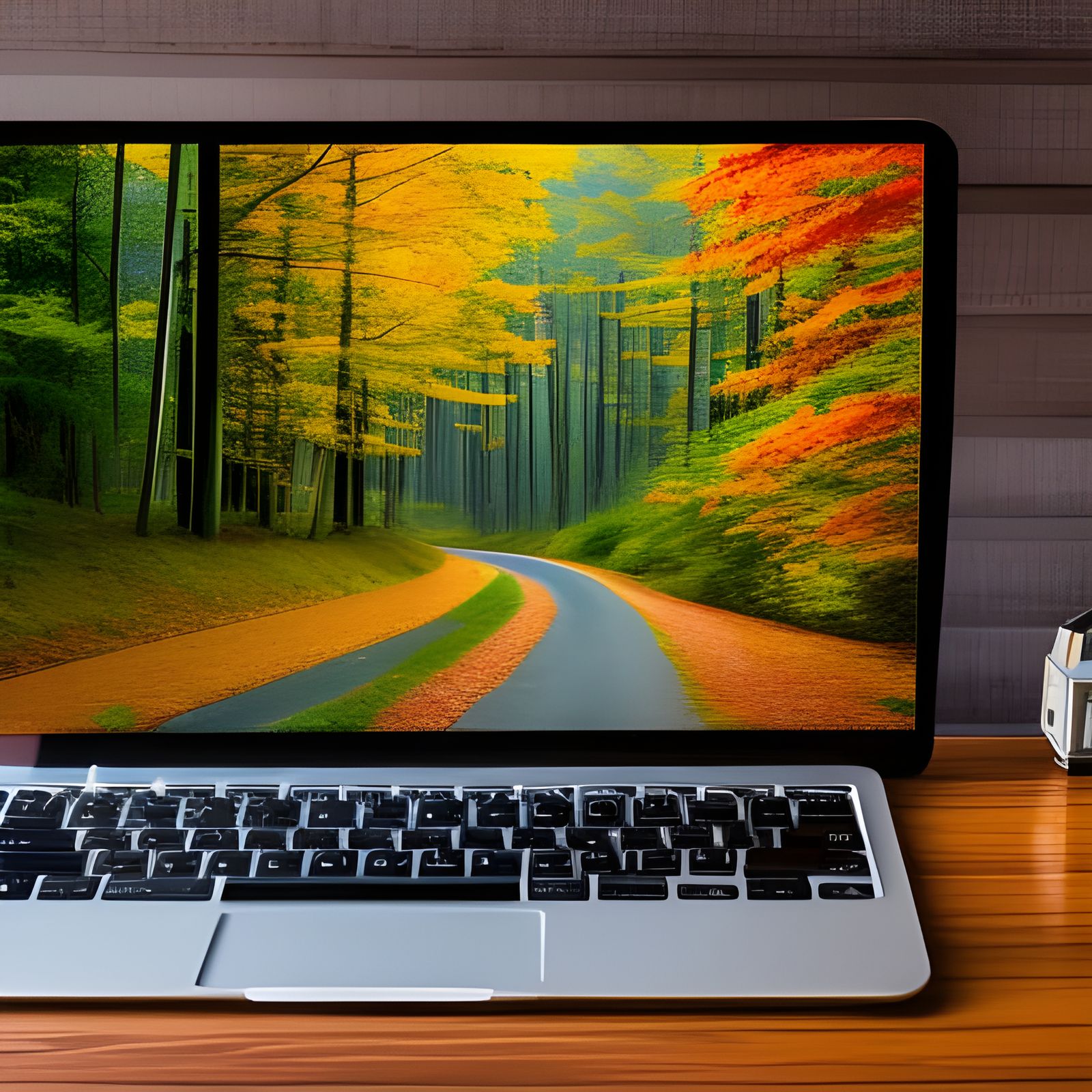 Computer with an Autumn scene on the Screen - AI Generated Artwork ...