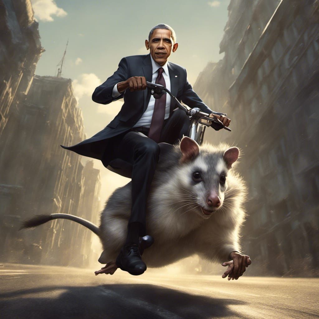 obama riding opossum - AI Generated Artwork - NightCafe Creator
