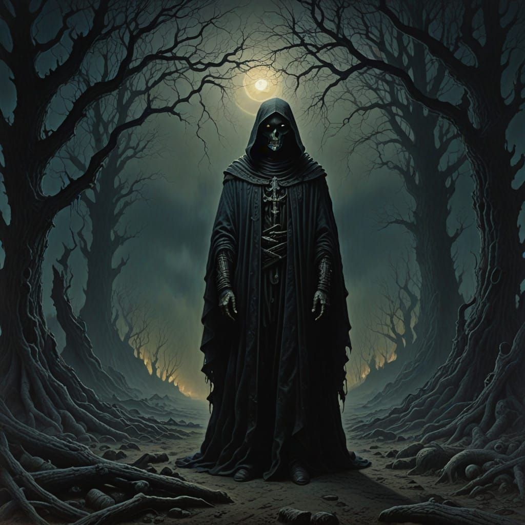 Ominous Dark Figure in Midnight Hues - AI Art
