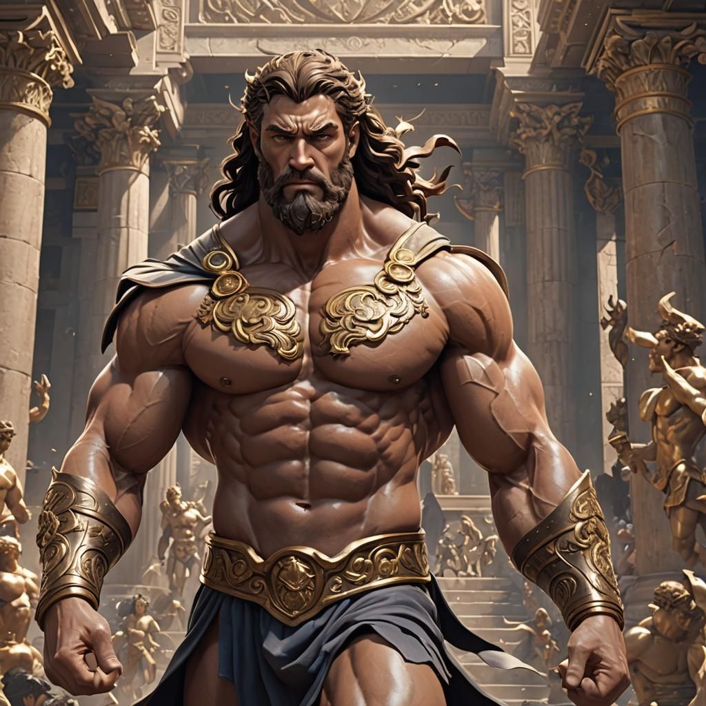 Hercules: Anime-Style 3D Art of Greek Legend - AI Art