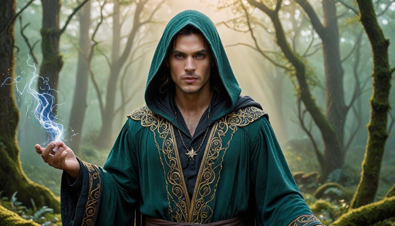 Elven Sorcerer Weaving an Arcane Spell